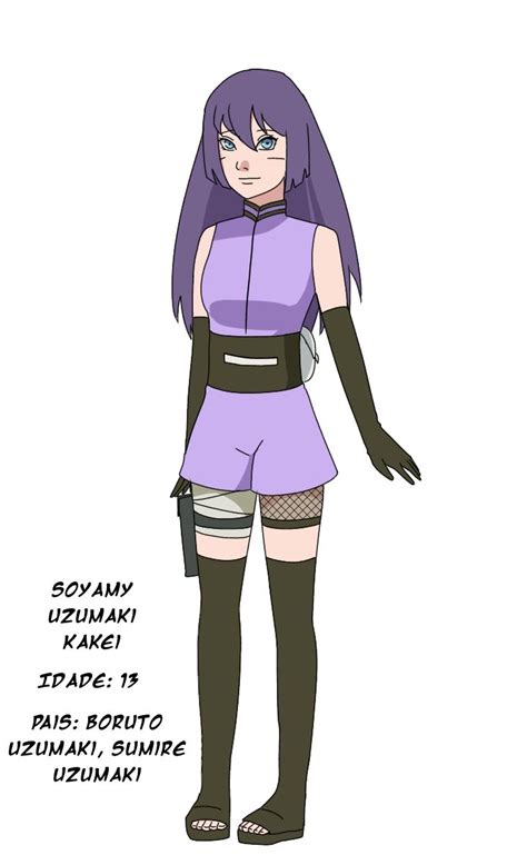 An Anime Character With Purple Hair And Black Stockings Standing In
