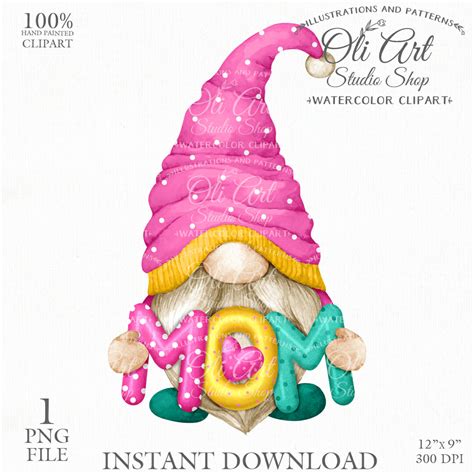 Cute Gnome Clip Art Mom Mothers Day Crealandia