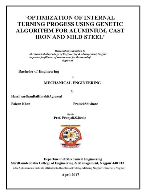 optimization of process parameters for internal turning of aluminum cast iron and mild steel