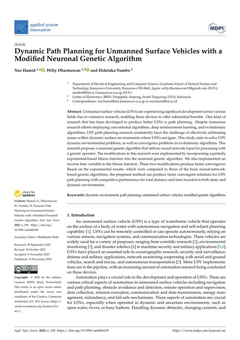 pdf dynamic path planning for unmanned surface vehicles with a modified neuronal genetic algorithm