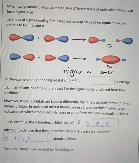 Solved When Two P Atomic Orbitals Combine Two Different Chegg