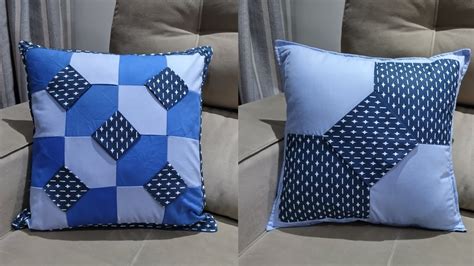 2 modelos de capa de almofadas zíper em Patchwork gravatinha