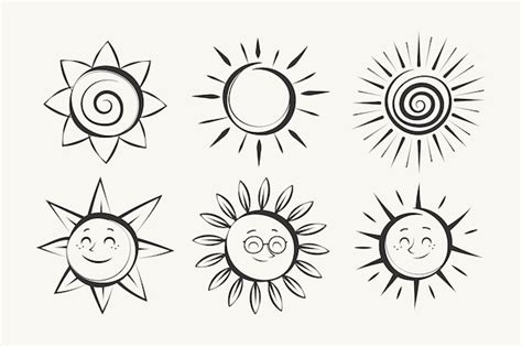 Doodle Sol Dibujado A Mano Ilustraciones De Dibujo Vector Premium