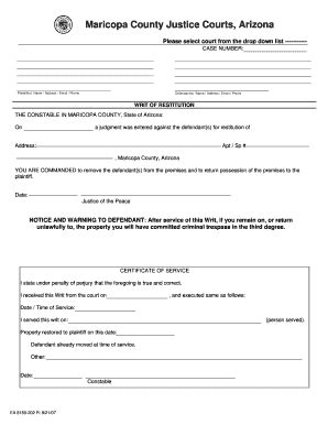 Fillable Online Justicecourts Maricopa To Enforce An Eviction Order