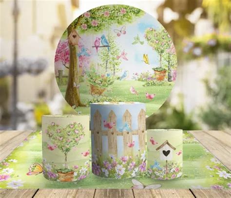 Kit Painel Redondo Sublim Tecido 1 5 Cilindros Jardim Parcelamento