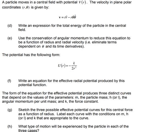 solved a particle moves in a central field with potential