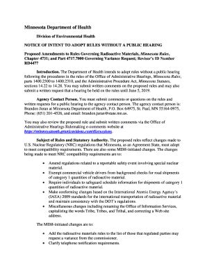 Fillable Online Minnesota Rulemaking Manual Form For Notice Of Intent