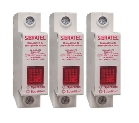 Protetor Surto DPS 40kA 275V Classe II Sibratec 3 Unidades Casa
