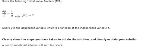 [solved] solve the following initial value problem ivp where y is the course hero