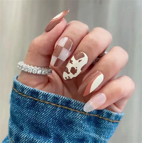 Trendy Brown Cow Print Nail Design Ideas For