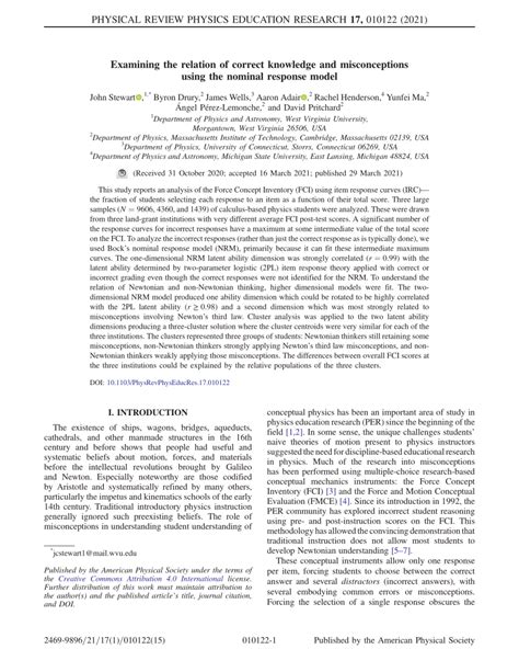 pdf examining the relation of correct knowledge and misconceptions using the nominal response