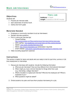 Fillable Online Mock Job Interviews Fax Email Print PdfFiller