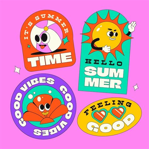 Etiqueta Engomada De La Etiqueta Del Verano Del Personaje De Dibujos