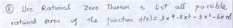 solved use rational zero theorem to list all possible