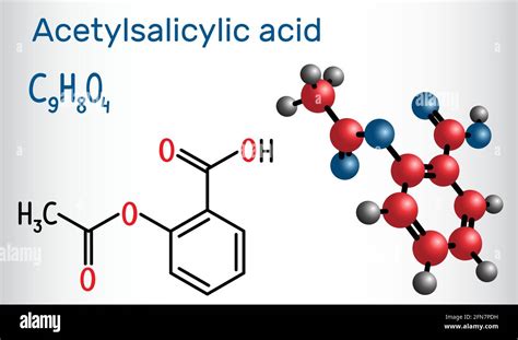 Molécula de ácido acetilsalicílico aspirina asa Fórmula química