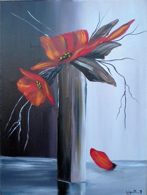Peinture Sur Toile Fleurs Dans Vase Haut Peintures Sur Toile De