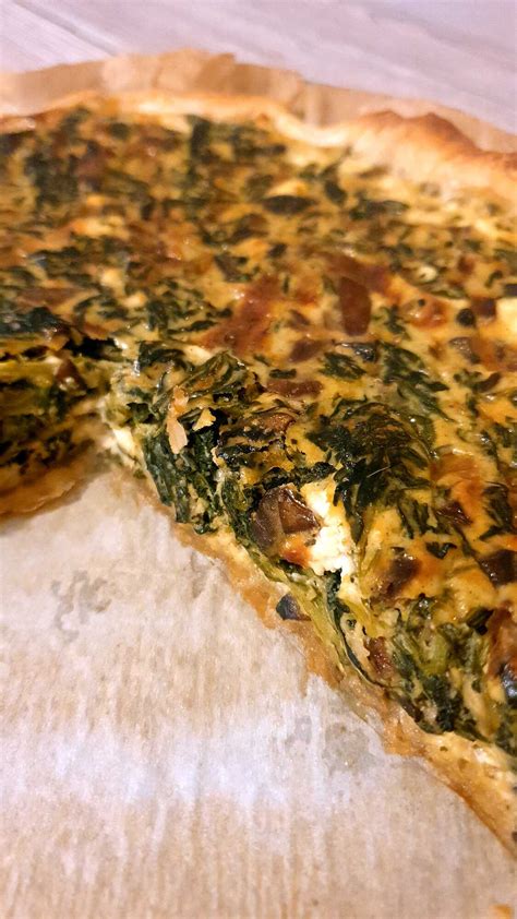Recette de Quiche champignons épinards fêta