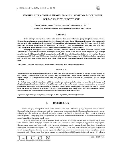 enkripsi citra digital menggunakan algoritma block cipher rc4 dan chaotic logistic map