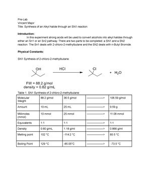 Chem Pre Lab This Is For The Organic Chemistry I Lab Pre Lab