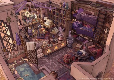 Artstation Magical Academy Dorm Loanne Rosset Fantasy Rooms Fantasy House Fantasy Concept Art