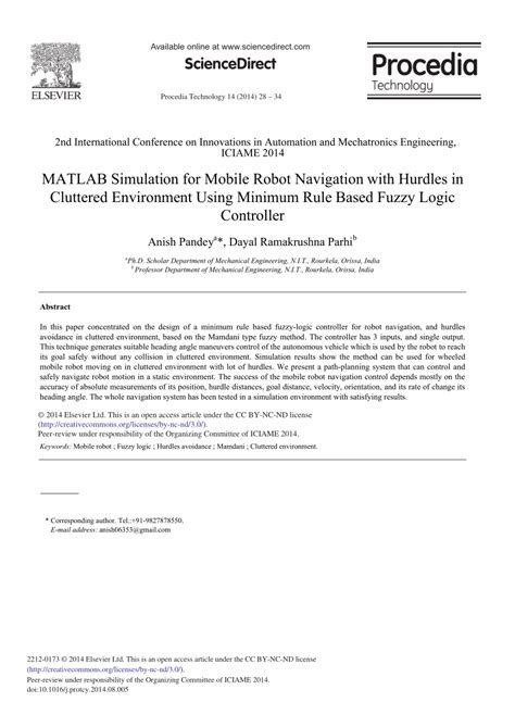 pdf matlab simulation for mobile robot navigation with hurdles in cluttered environment using