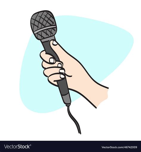 Closeup Hand Holding Microphone Royalty Free Vector Image
