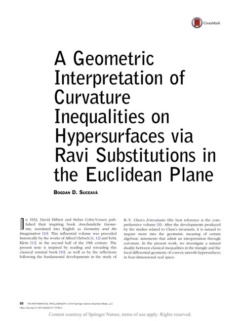 a geometric interpretation of curvature inequalities on hypersurfaces via ravi substitutions in