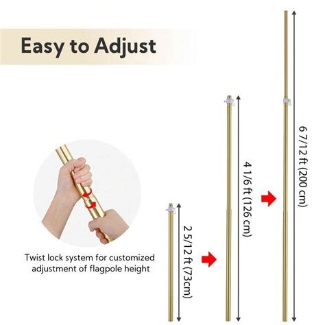 Yescom 6FT Telescoping Indoor Flag Pole Kit Eagle Topper Aluminum Gold