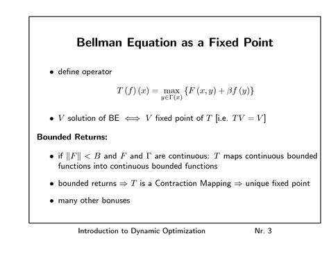 solution recursive methods contraction mapping bellman equation and theorem of the maximum