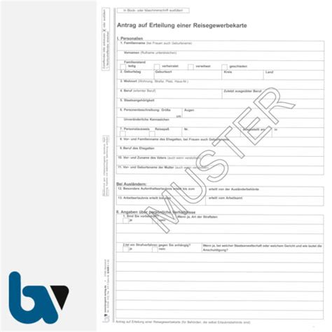 Borgard Verlag Shop Antrag Auf Erteilung Einer Reisegewerbekarte