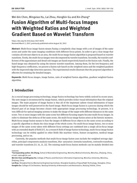 pdf fusion algorithm of multi focus images with weighted ratios and weighted gradient based on
