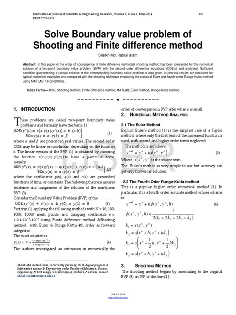 solve boundary value problem of shooting and finite difference method pdf numerical analysis