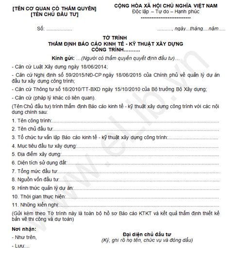 Những mẫu tờ trình thẩm định hot nhất hiện nay
