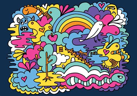 Colorful Abstract Doodle Vector Background Vector Art At Vecteezy