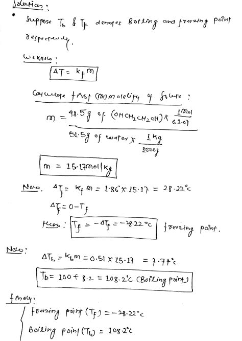 [solved] calculate the freezing point and boiling point of an antifreeze course hero
