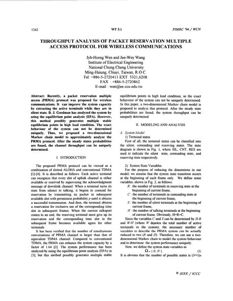 pdf throughput analysis of packet reservation multiple access protocol for wireless communications