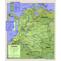 Detailed Physical Map Of Colombia With Major Cities Colombia South