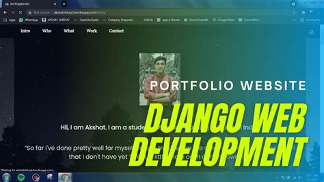 djnago portfolio website python django project youtube