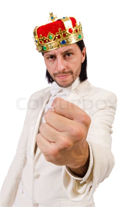Lustige König auf dem weißen Hintergrund isoliert Stock Bild Colourbox