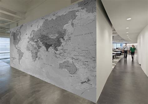 Papier Peint Panoramique Carte Du Monde Grise Papier Peint Papier