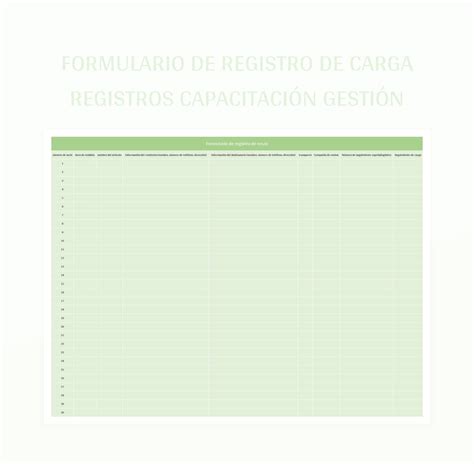 Plantilla De Excel Formulario De Registro De Carga Registros