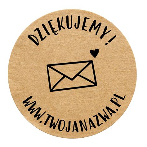 Naklejki DZIĘKUJEMY TWOJA NAZWA Kraft Eko x100 Podziękowanie Za