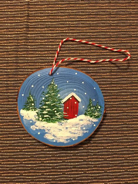 Wood Slice Christmas Ornaments Handpainted Wooden Ornament Natural