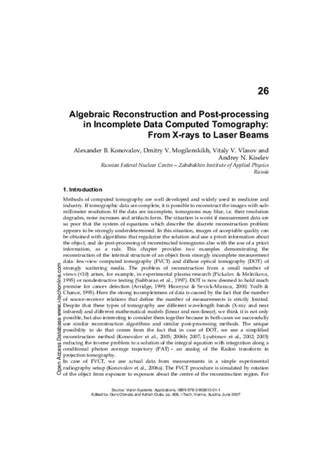 pdf algebraic reconstruction and post processing in incomplete data computed tomography from