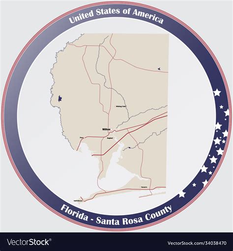 Map Santa Rosa County In Florida Royalty Free Vector Image