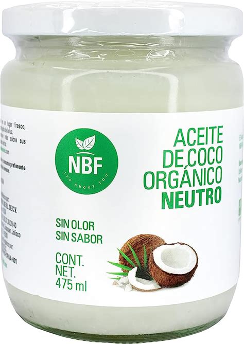 NBF Aceite de Coco Orgánico Neutro 450ml Prensado en Frío Sin Sabor