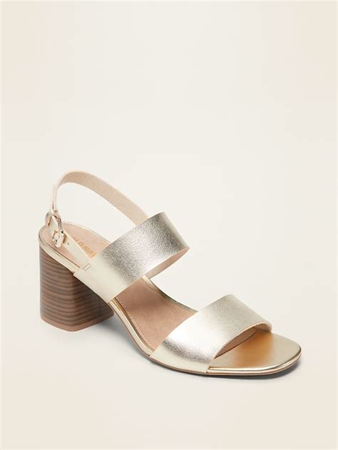 Old Navy Faux Leather Slingback Block Heel Sandals For Women