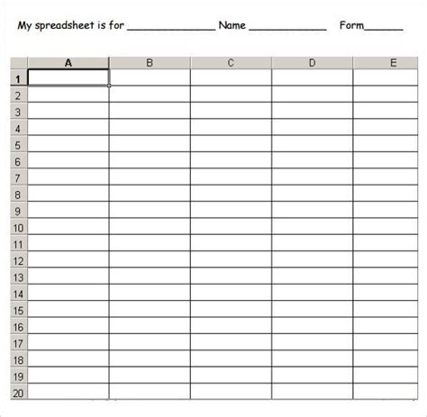 Editable Free Blank Spreadsheet Templates