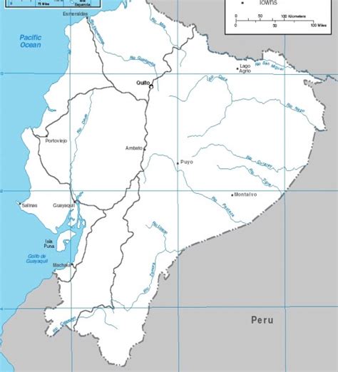 Mapas de los ríos de Ecuador Mapa de Ecuador