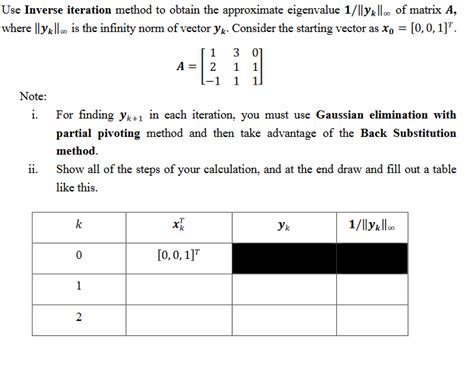 use inverse iteration method to obtain approximate eigenvalue use course hero